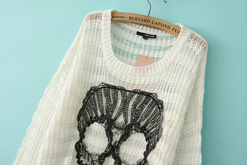 Fashion Lace Long-sleeved Sweater Skull Pattern on Luulla